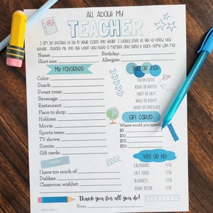 All About My Teacher / Male Teacher / Teacher Favorite Things / Get to ...