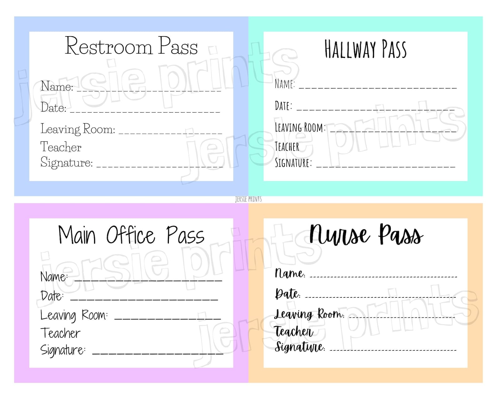 Teacher Hall Pass Printable Notes / School Notes / Student Hall Passes ...
