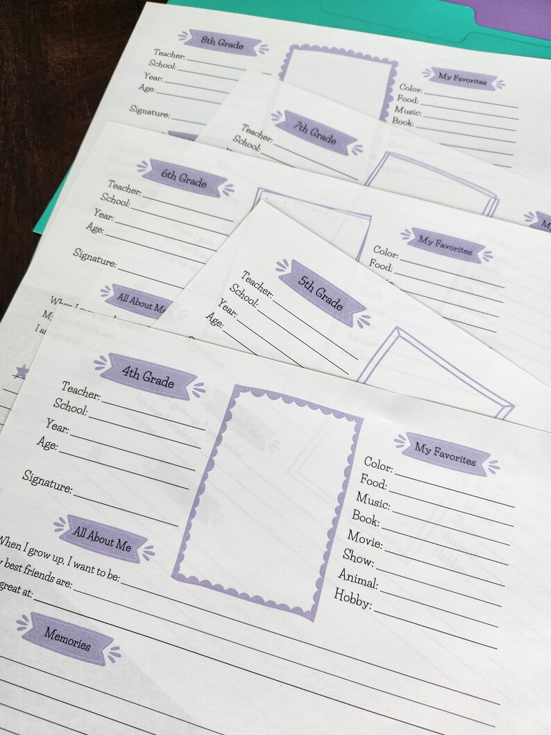School Keepsake Printable / Grade School Memory Keeper / School Years ...