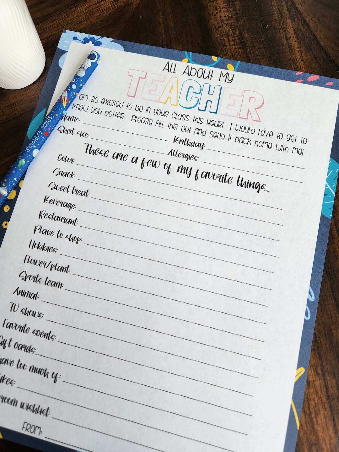 All About My Teacher / Teacher Favorite Things / First Day of School ...