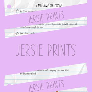 MASH Game Printable / 80's and 90's Game / Future Prediction Game ...