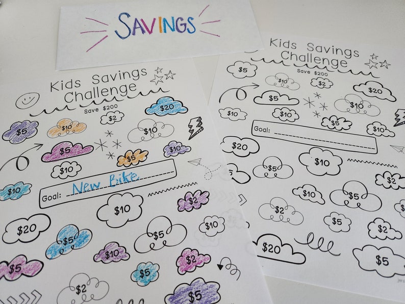 Kids Savings Challenge / Savings Tracker / Kids Money Challenge / Goal ...