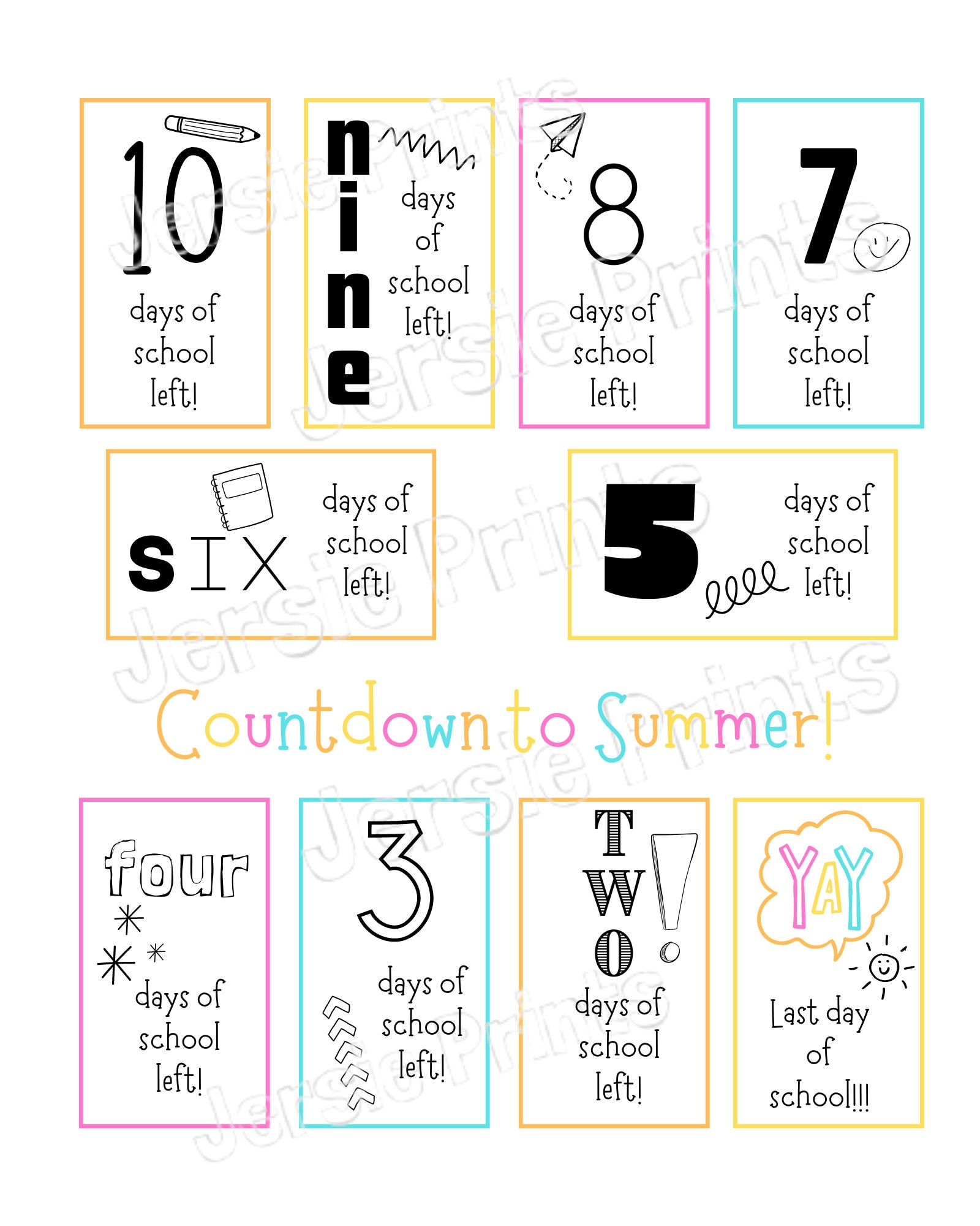 Countdown to Summer / Last Day of School / Lunchbox Notes - Etsy