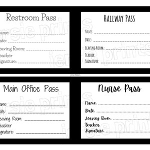 Teacher Hall Pass Printable Notes / School Notes / Student Hall Passes ...