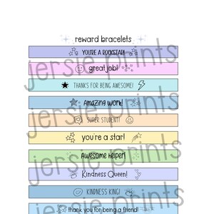 Reward Bracelets Printable / Student Awards / Praise Bracelets / Reward ...