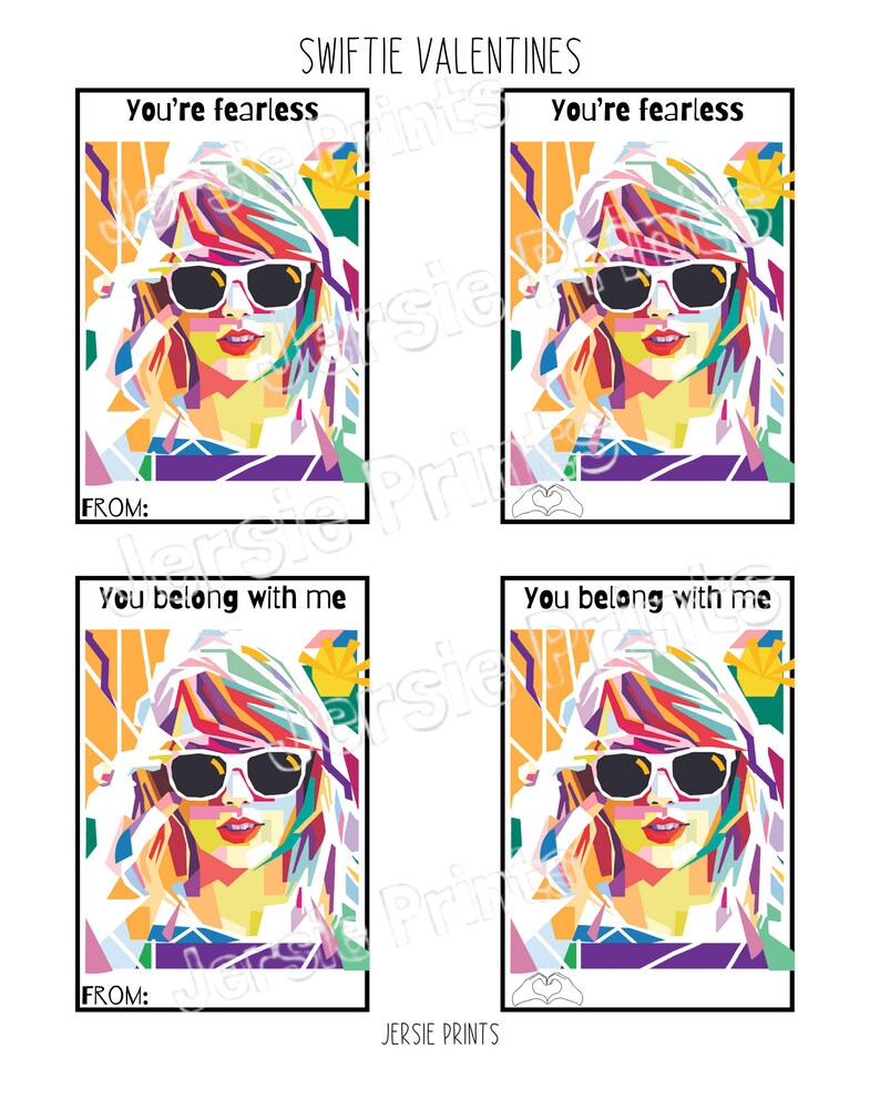 Swiftie Valentines / Valentine Cards / Classroom Valentines / Printable ...
