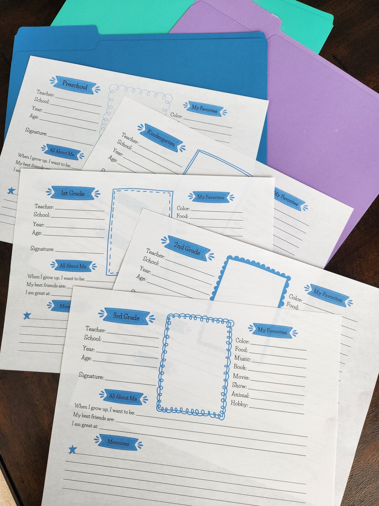 School Memory Keeper Printable: Grade School Keepsake (PDF) - Etsy
