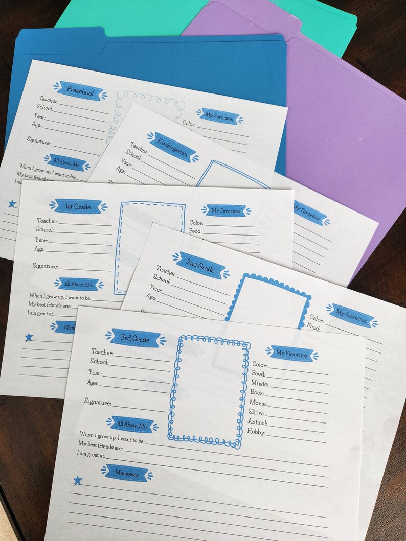 School Memory Keeper Printable: Grade School Keepsake (PDF) - Etsy