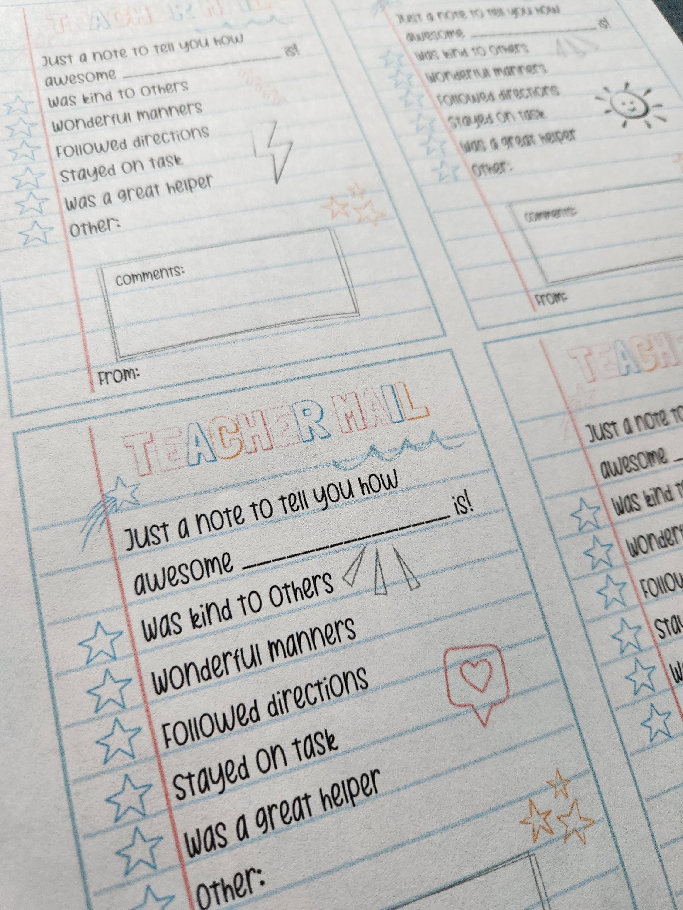 Teacher Mail Printable Notes: Student Encouragement (PNG File) - Etsy