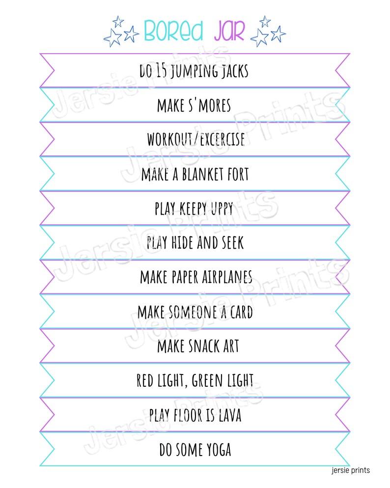 Bored Jar Printable / Kids Summer Activities / Screen Free Ideas / Kids ...