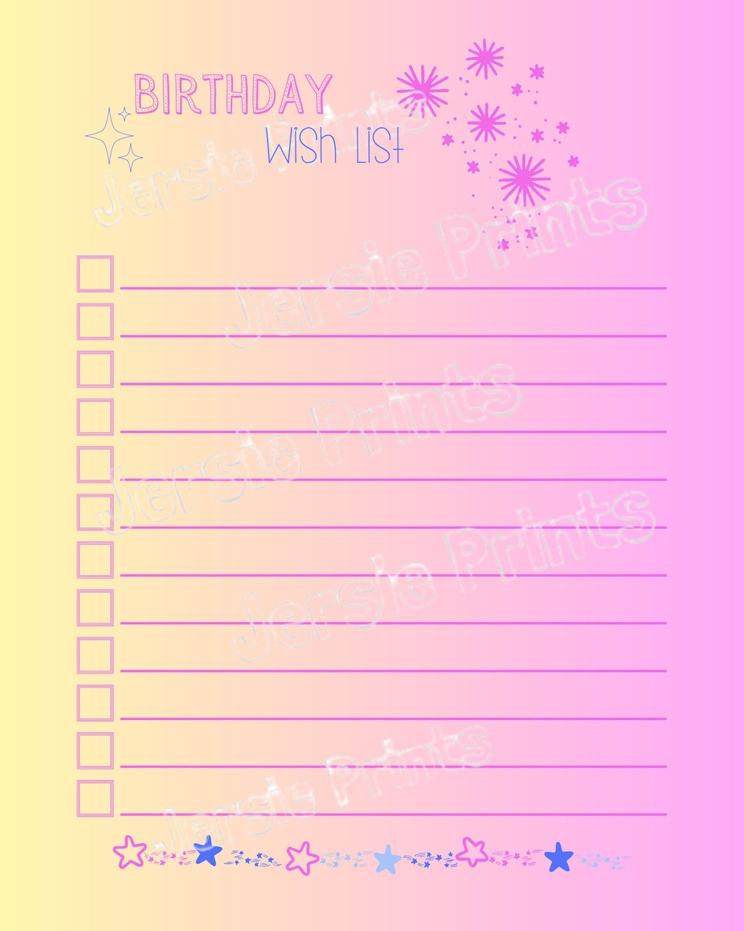 Birthday Wish List / Gift List / Kids Birthday List / Wish List - Etsy