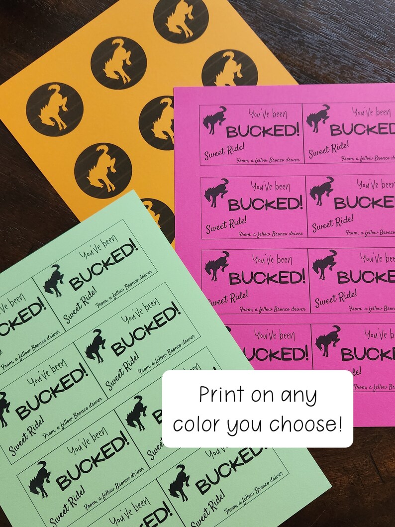 You've Been Bucked Printable Cards / Bronco Game / Buck Buck Bronco ...