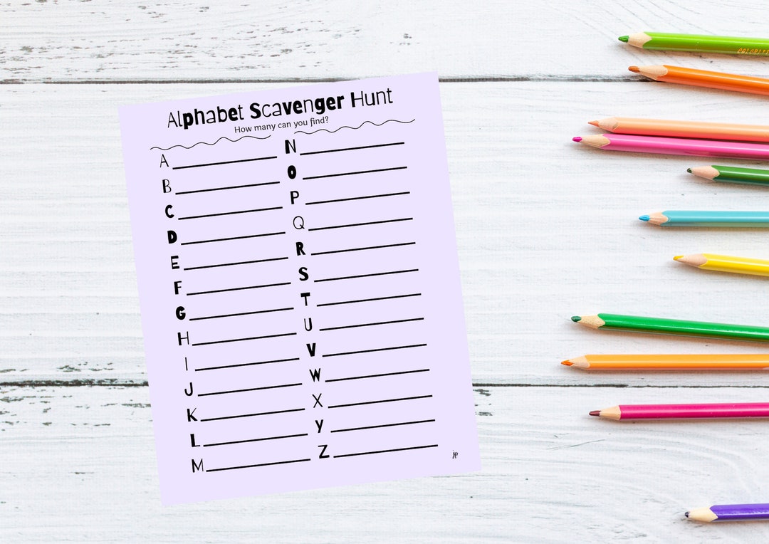 Alphabet Scavenger Hunt / Kids Activity Sheet / Screen Free Activity ...