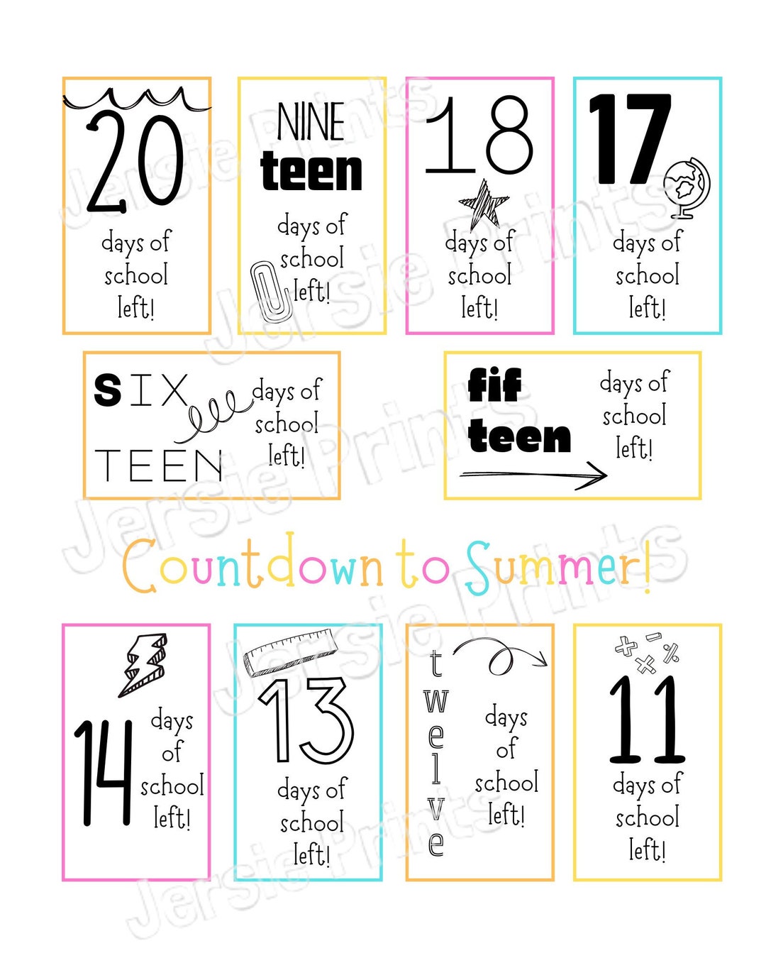 Countdown to Summer / Last Day of School / Lunchbox Notes - Etsy