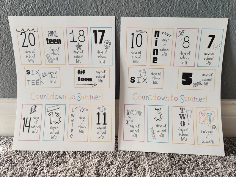 Countdown to Summer / Last Day of School / Lunchbox Notes - Etsy