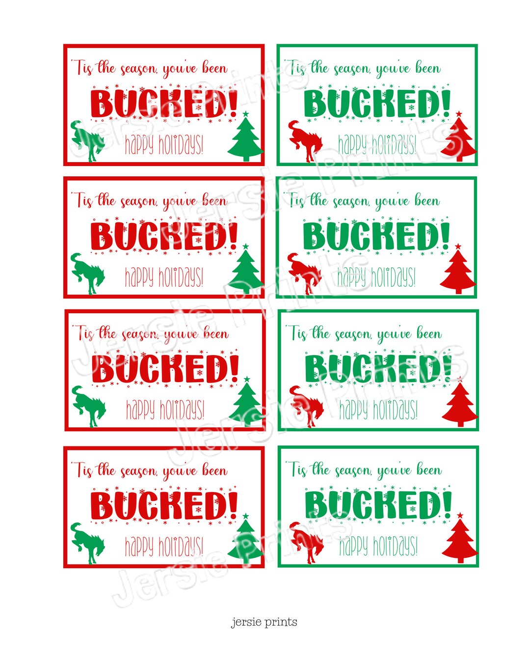 Christmas You've Been Bucked Cards: Bronco Game Tags (digital Download ...