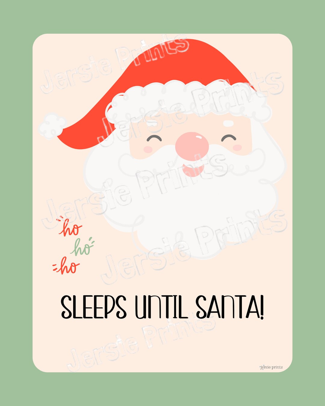 Sleeps Until Santa Printable: Kids Christmas Countdown (digital ...