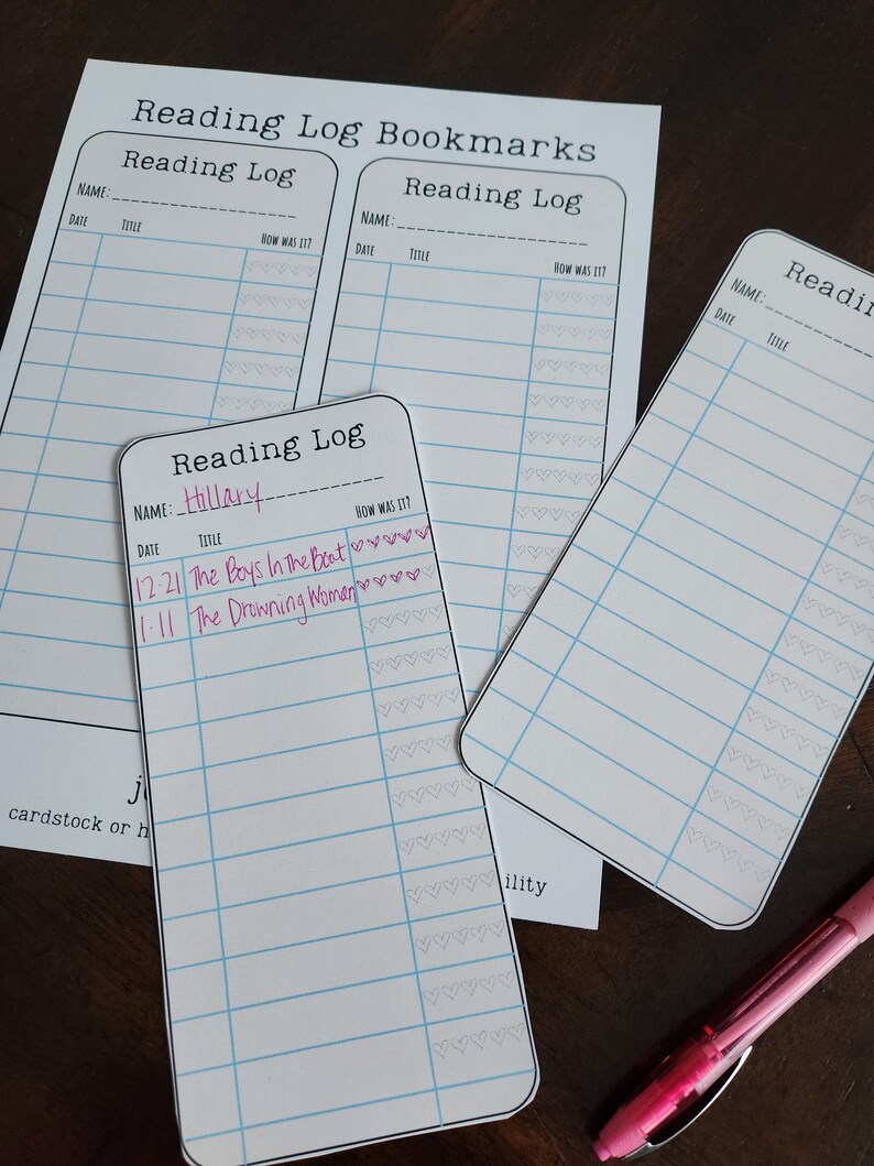Reading Log Bookmarks / Printable Reading Log / Vintage Bookmark / Book ...