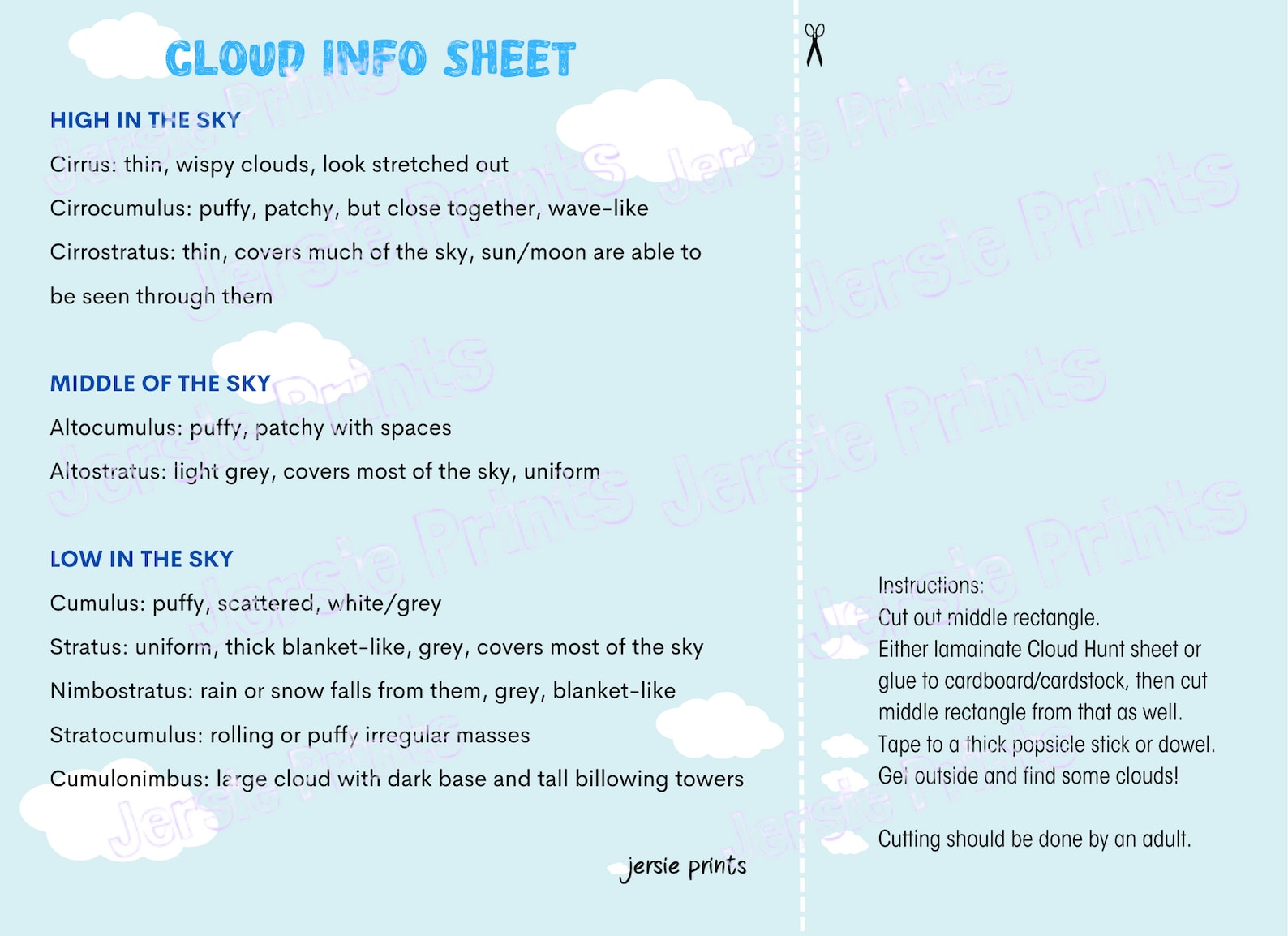 Cloud Hunt Printable / Cloud Finder / Classroom Activity / Teacher ...