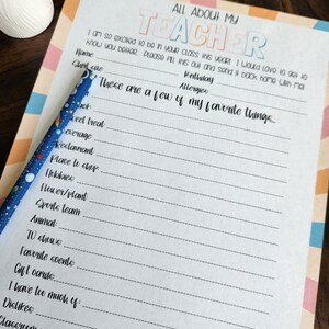 All About My Teacher / Teacher Favorite Things / First Day of School ...