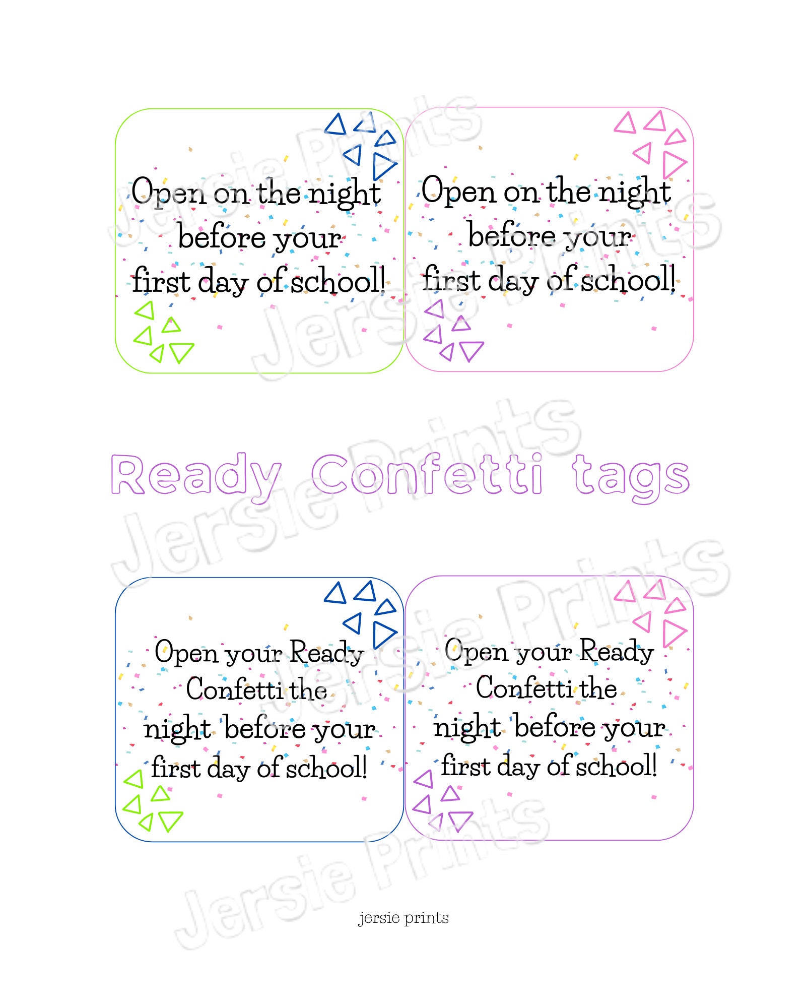 Ready Confetti Printable / School Tradition / Nervous Kids / New School ...