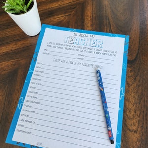 All About My Teacher / Teacher Favorite Things / First Day of School ...