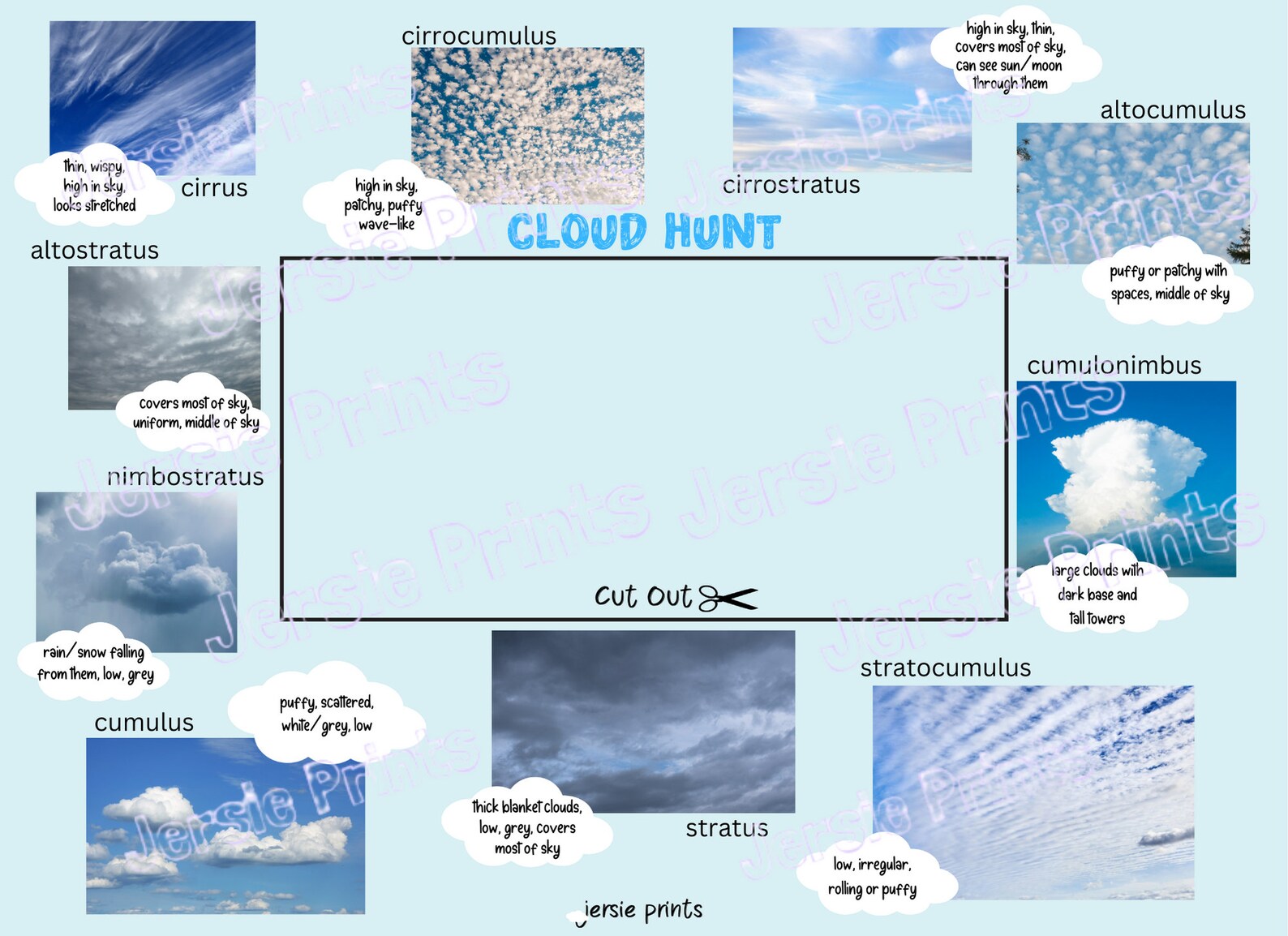 Cloud Hunt Printable / Cloud Finder / Classroom Activity / Teacher ...