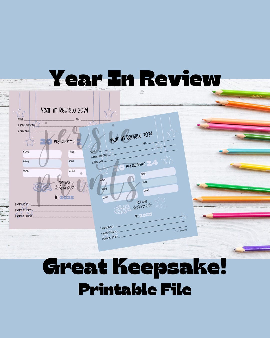 Year in Review Printable / 2024 New Year's Eve Kids Activity / NYE ...