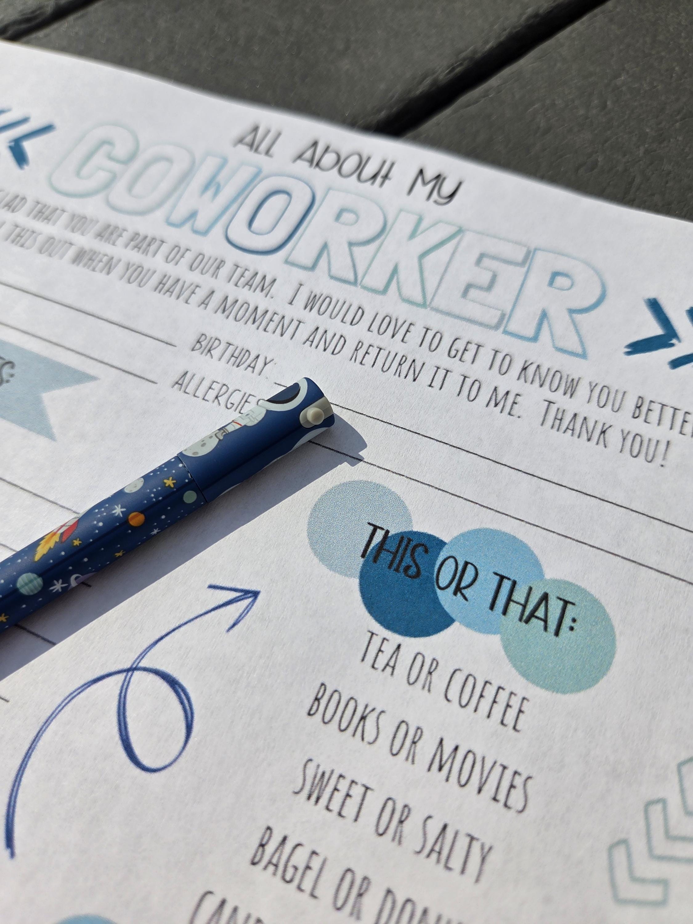 Coworker Questionnaire: Team Building Printable (PNG) - Etsy