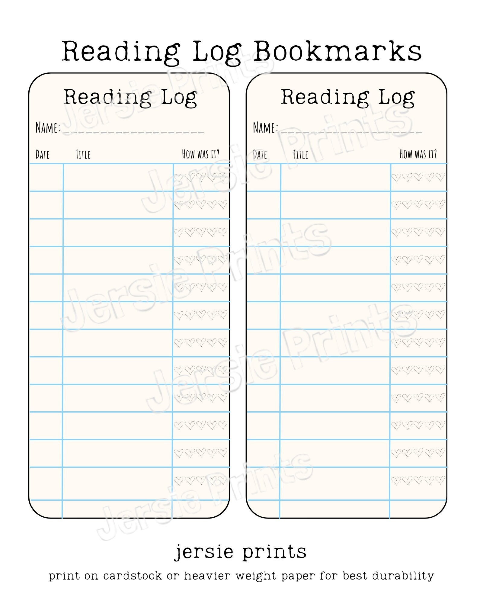 Reading Log Bookmarks / Printable Reading Log / Vintage Bookmark / Book ...