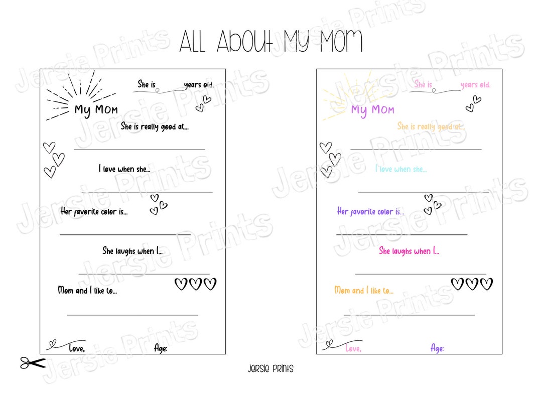 My Mom Mini Printable / All About My Mom / Mother's Day / Birthday ...