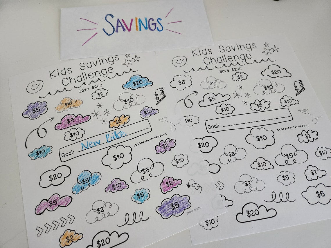 Kids Savings Challenge / Savings Tracker / Kids Money Challenge / Goal ...