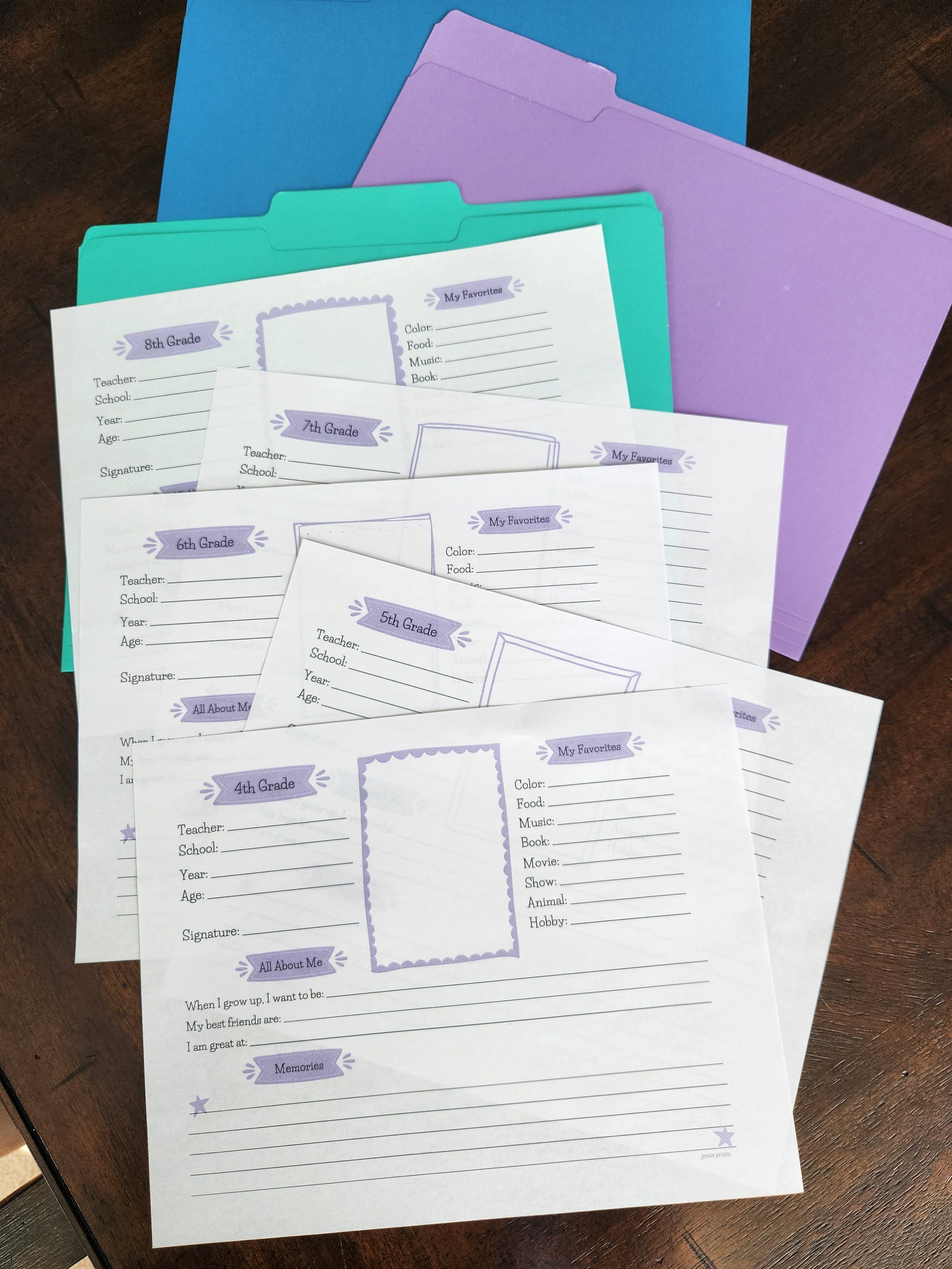 School Keepsake Printable / Grade School Memory Keeper / School Years ...