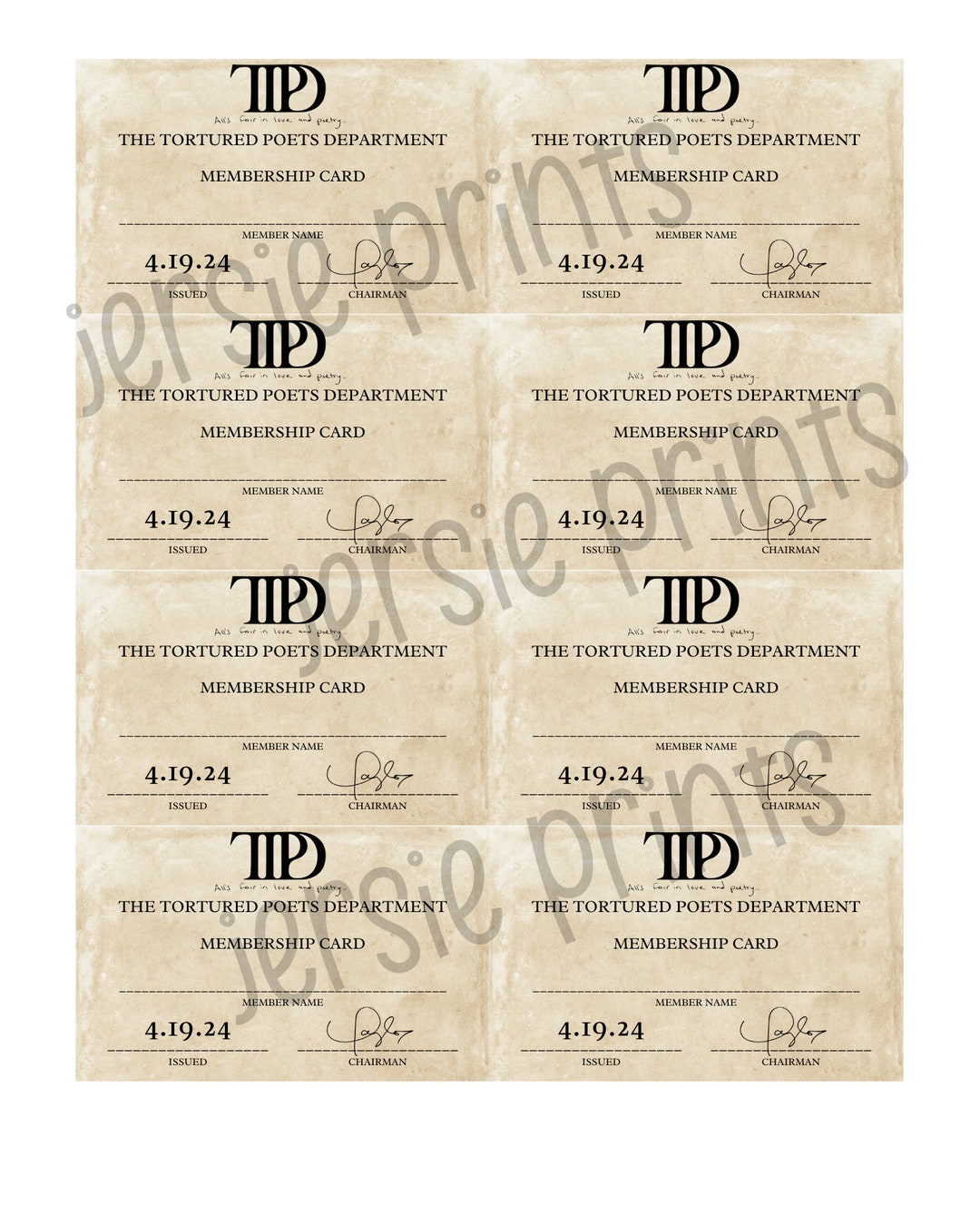 TTPD Membership Card / TS Album / Swiftie Card / Taylor / Tortured ...