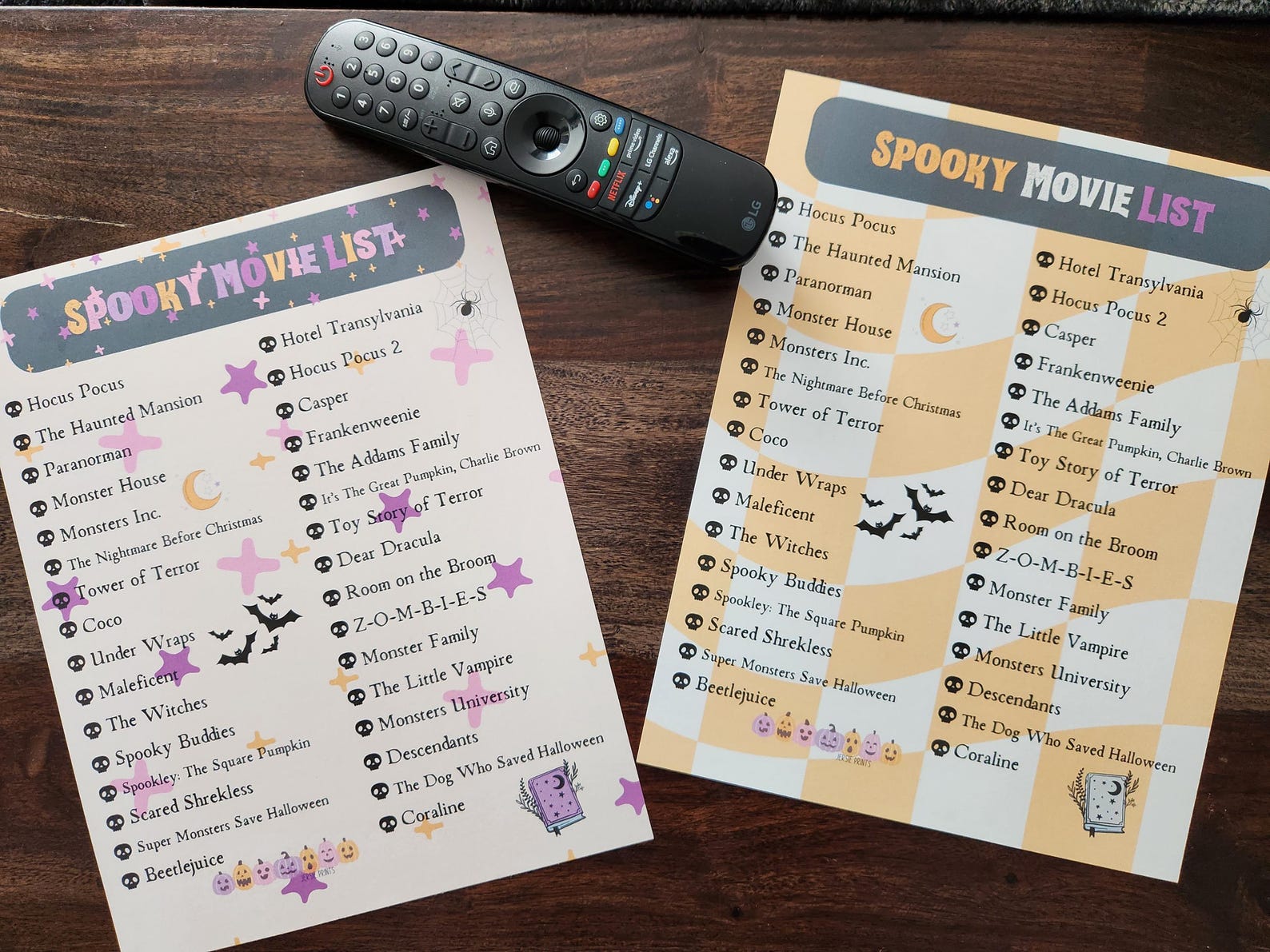 Spooky Movie List / Halloween Movie Printable List / Family Movie Night ...