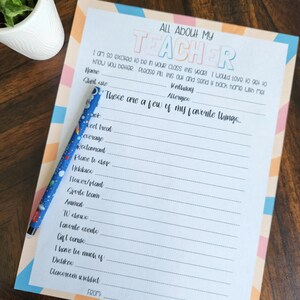 All About My Teacher / Teacher Favorite Things / First Day of School ...