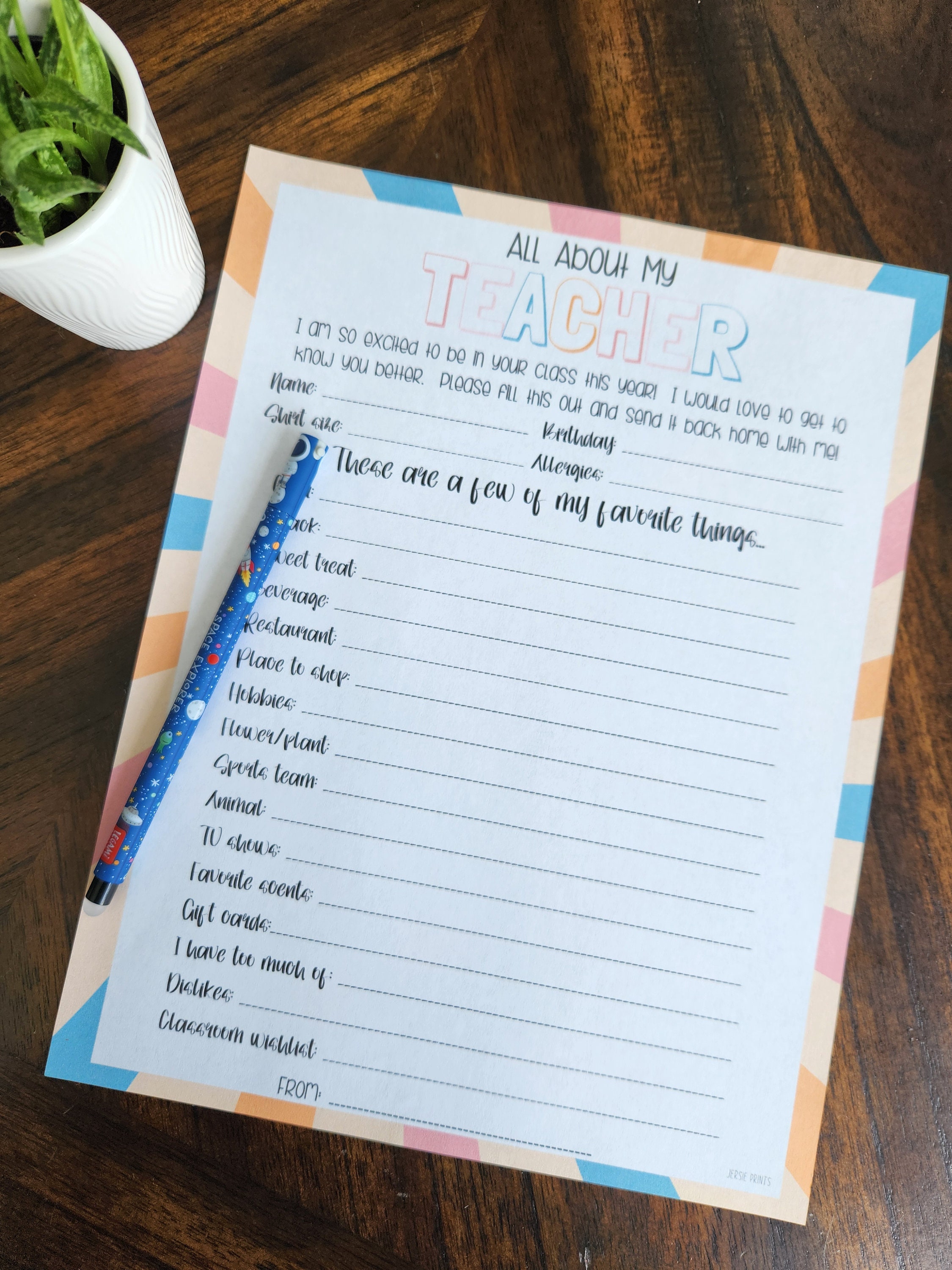 All About My Teacher / Teacher Favorite Things / First Day of School ...