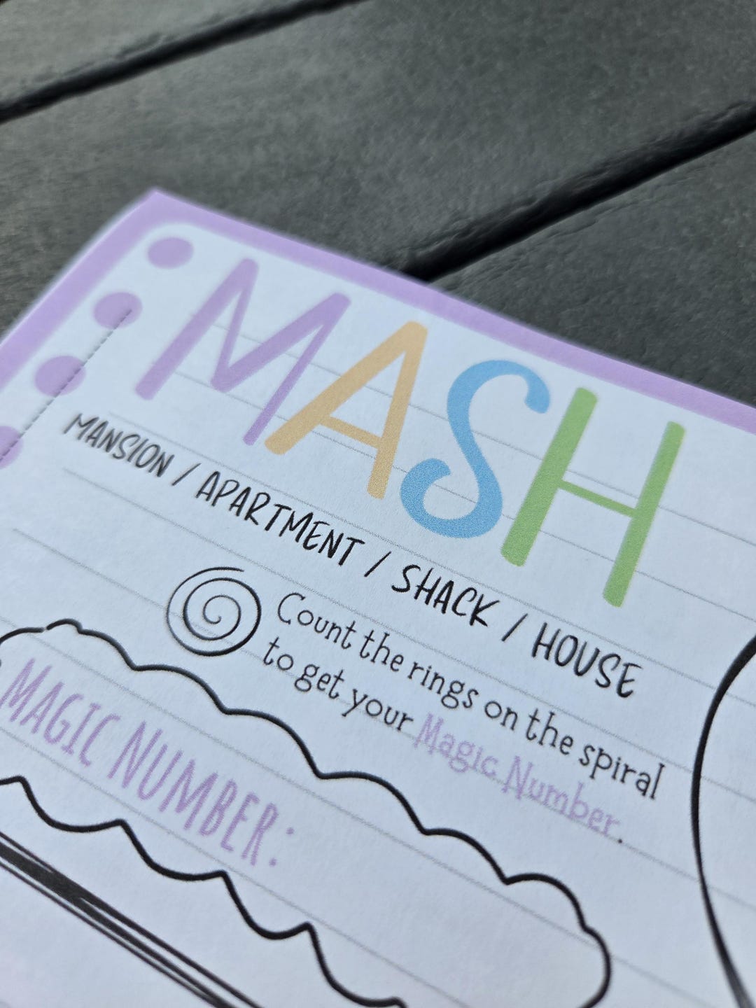 MASH Game Printable / 80's and 90's Game / Future Prediction Game ...