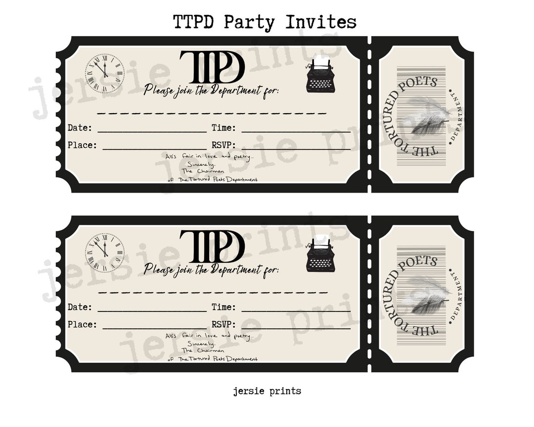TTPD Party Invitation / Printable Swiftie Party Invite / TS Party ...