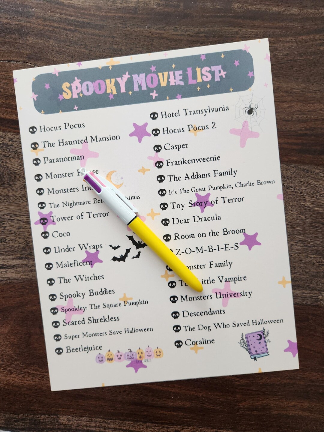 Spooky Movie List / Halloween Movie Printable List / Family Movie Night ...