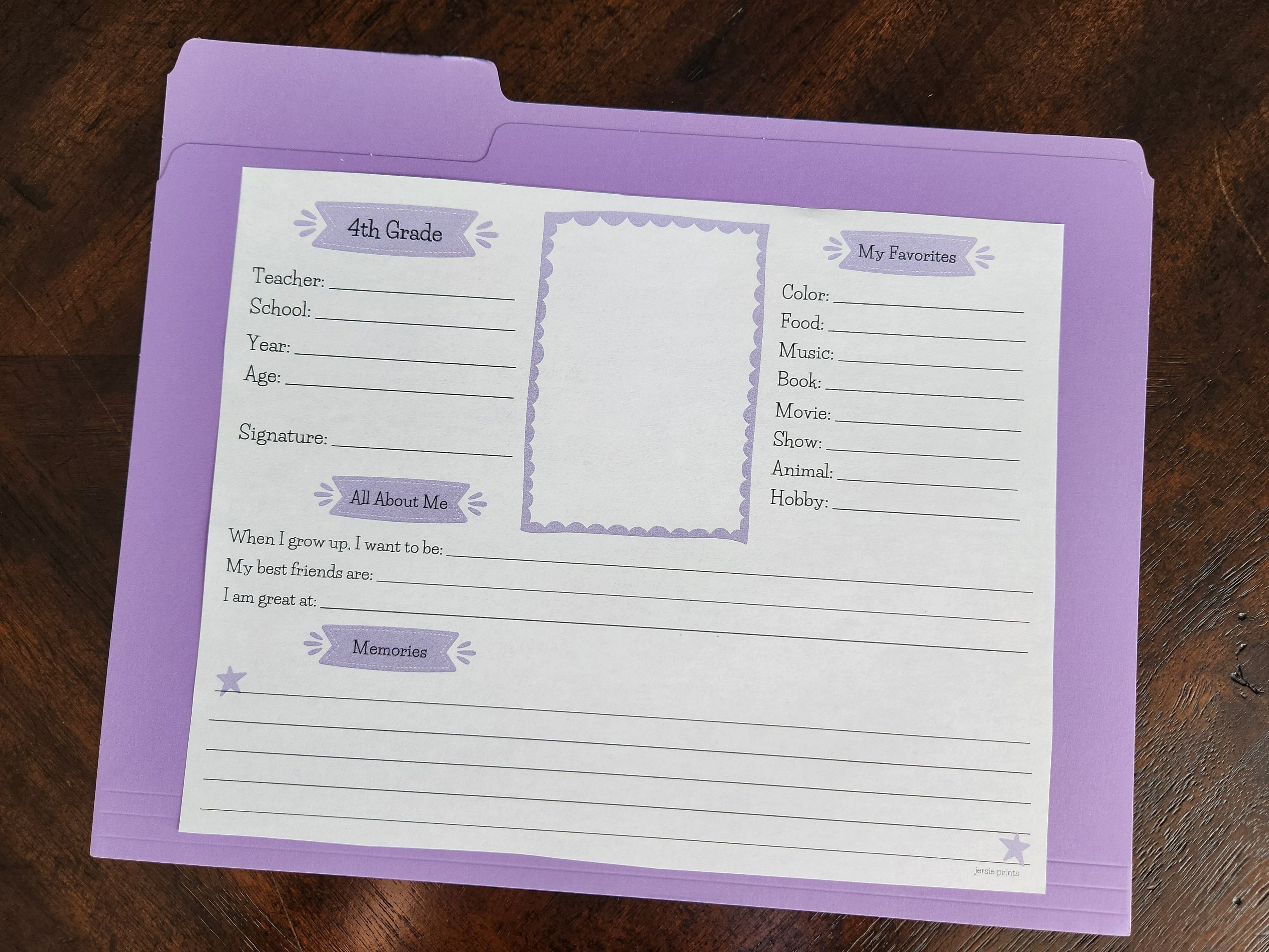 School Keepsake Printable / Grade School Memory Keeper / School Years ...