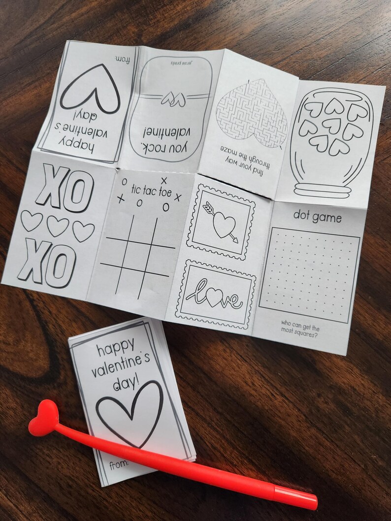 Mini Valentine Activity Book: Tic Tac Toe, Maze, Coloring (digital File ...
