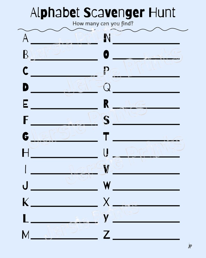 Alphabet Scavenger Hunt / Kids Activity Sheet / Screen Free Activity ...