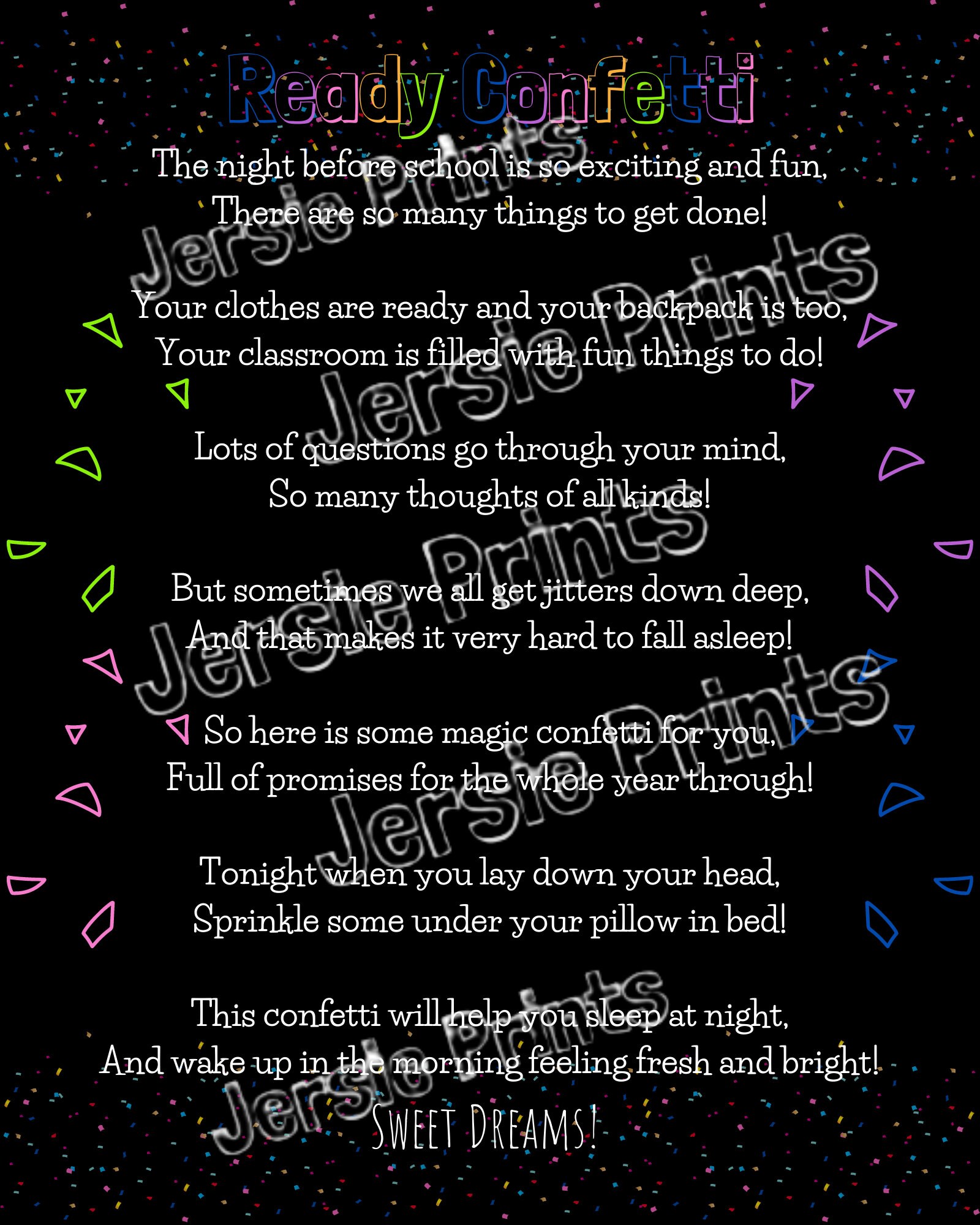 Ready Confetti Printable / School Tradition / Nervous Kids / New School ...