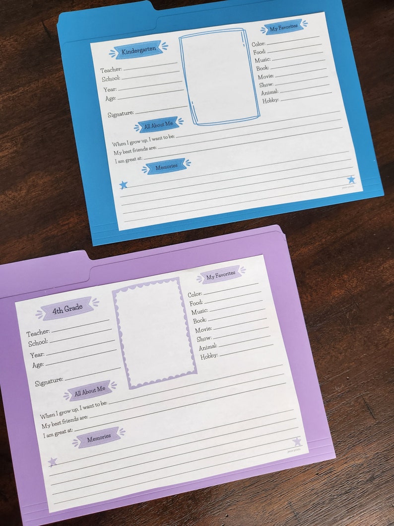 School Memory Keeper Printable: Grade School Keepsake (PDF) - Etsy