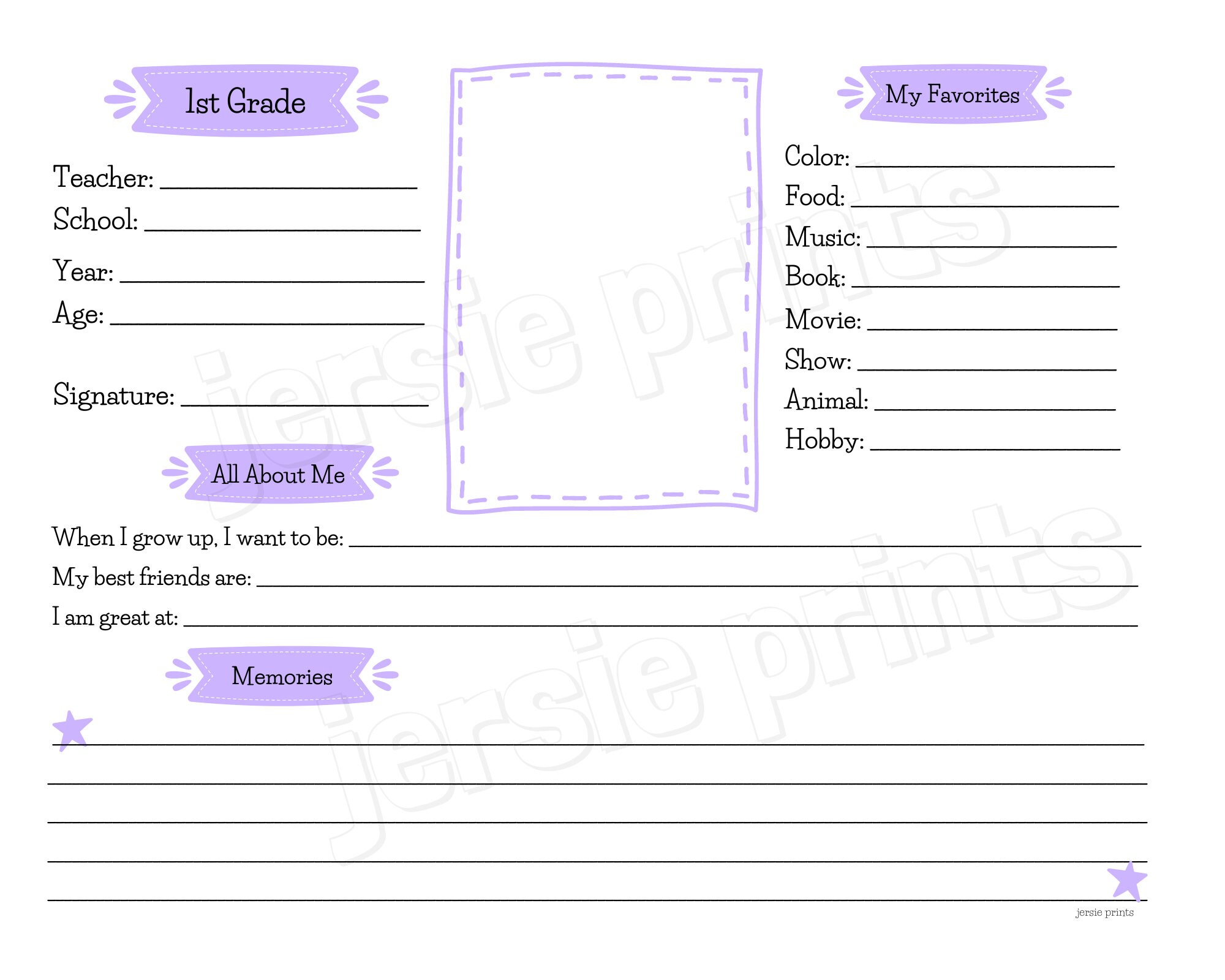 School Keepsake Printable / Grade School Memory Keeper / School Years ...