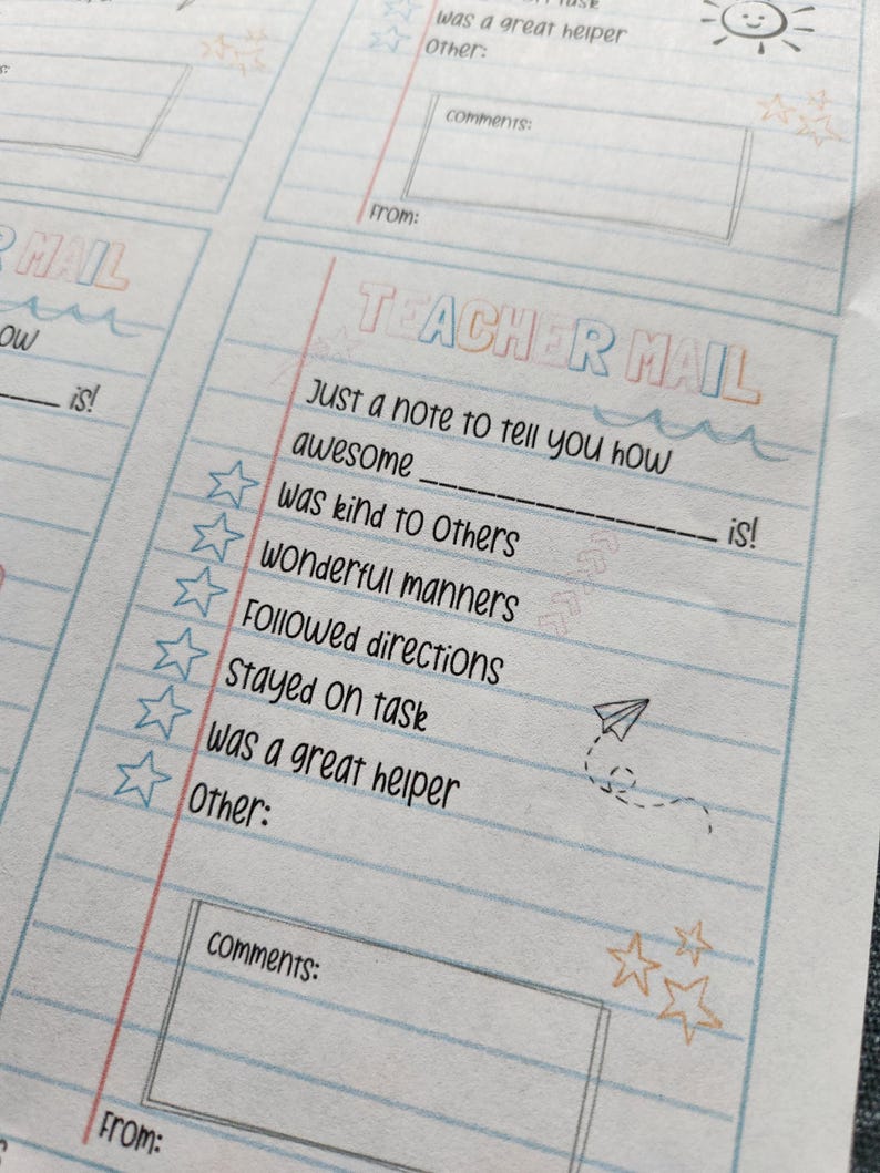 Teacher Mail Printable Notes: Student Encouragement (PNG File) - Etsy