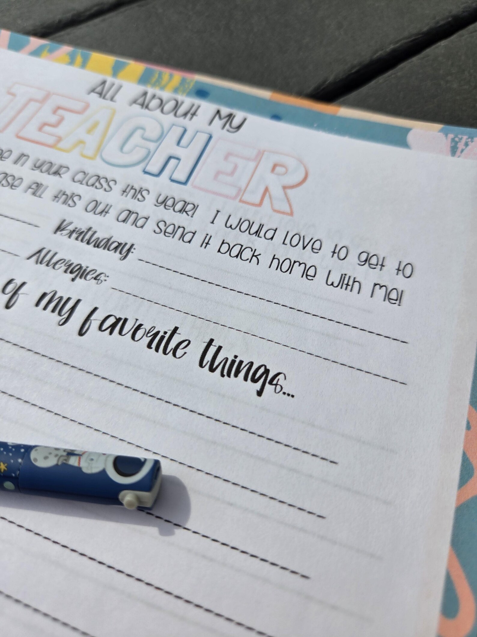 All About My Teacher Printable: Teacher Favorite Things Survey (PNG ...