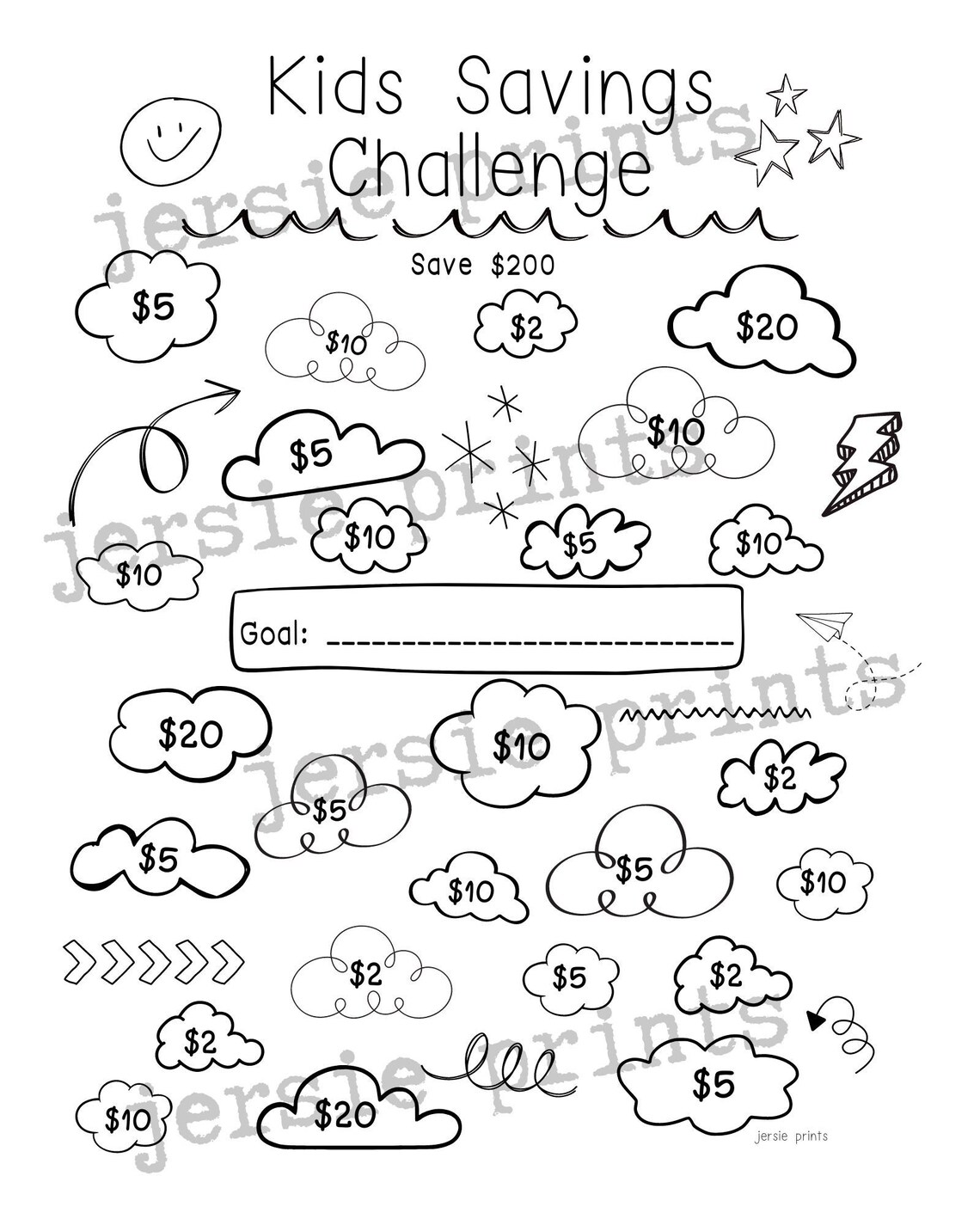 Kids Savings Challenge / Savings Tracker / Kids Money Challenge / Goal ...