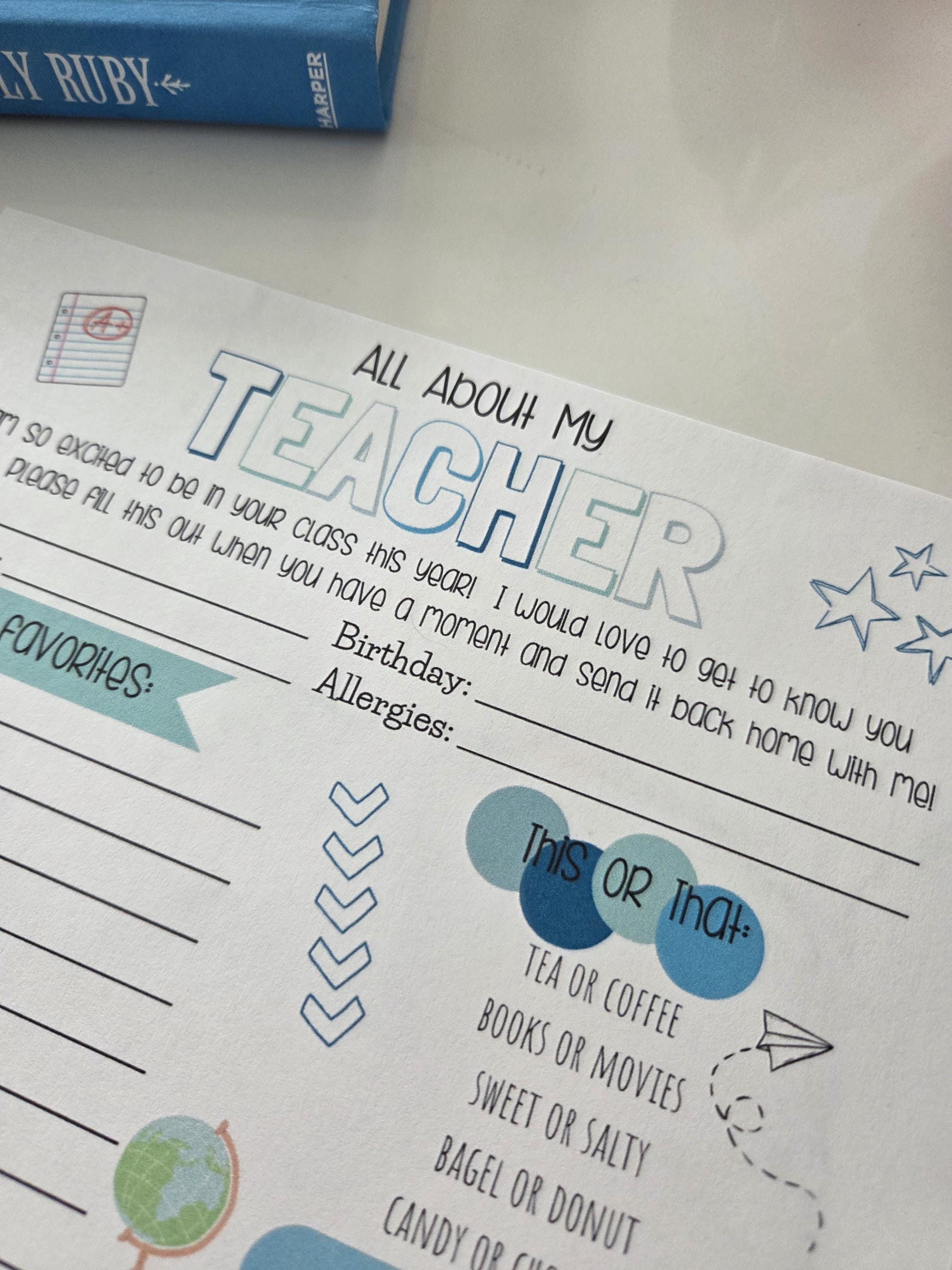 All About My Teacher / Male Teacher / Teacher Favorite Things / Get to ...